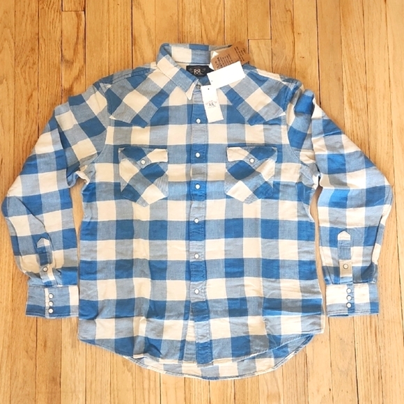 Ralph Lauren Double RL | Shirts | Rrl Blue And White Checkered Mens ...